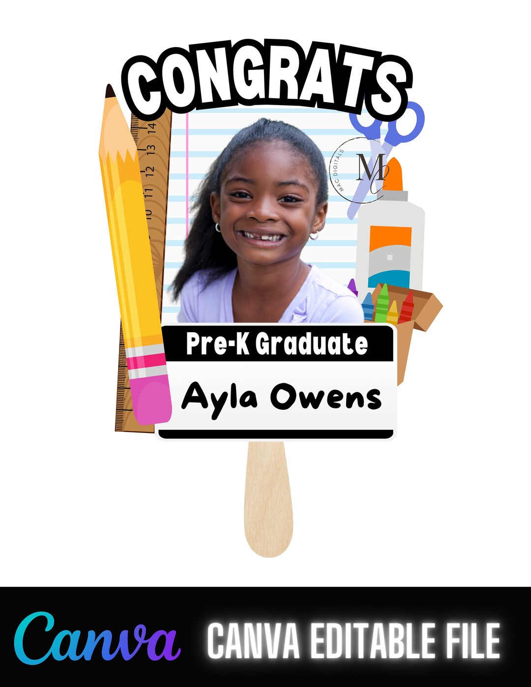 Kindergarten Graduation Template, Kids Graduation Template, Grad Paddle ...