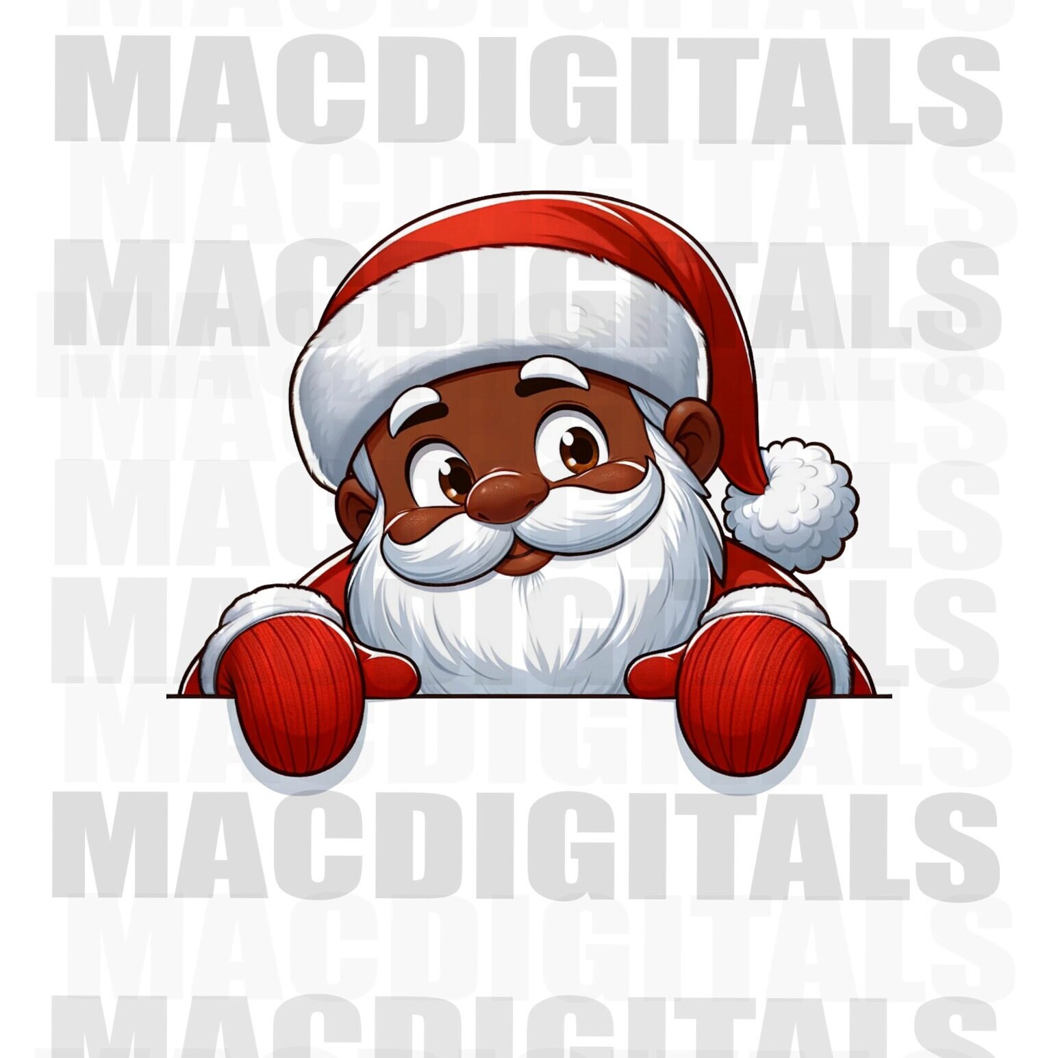 Peeking Santa, Cute Peeking Santa, African American Santa, Santa ...