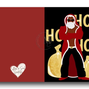 HO HO HO, Printable Cards, Christmas Cards, Greeting Cards, Black Santa ...