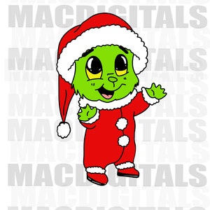 Baby Green Monster, Cute Christmas Clipart, Christmas Clipart, Holiday ...