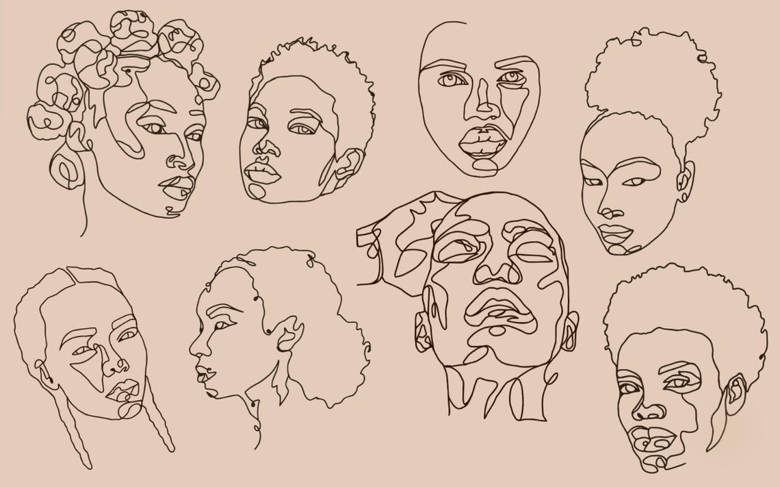 Black Woman Line Art Png African Woman Line Art Bundle One - Etsy