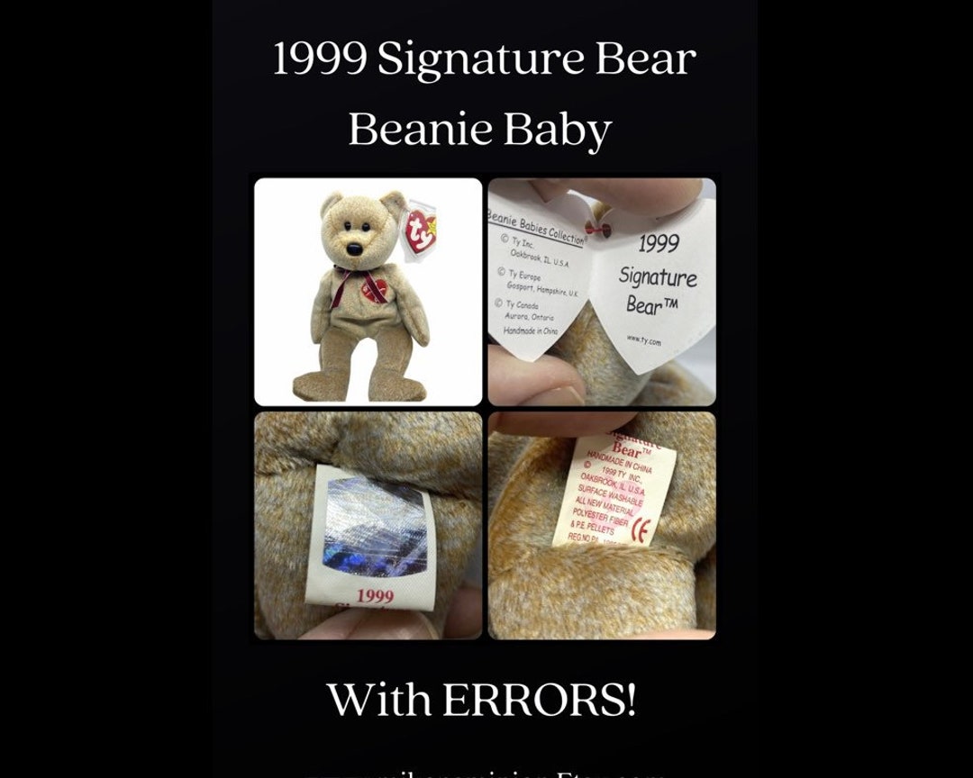 1999 Signature Beanie Baby Error, Ty Hologram Tag, 1999 Beanie Baby ...