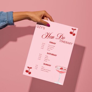 Editable Hen Party Itinerary Template | Personalised Hen Do Schedule ...
