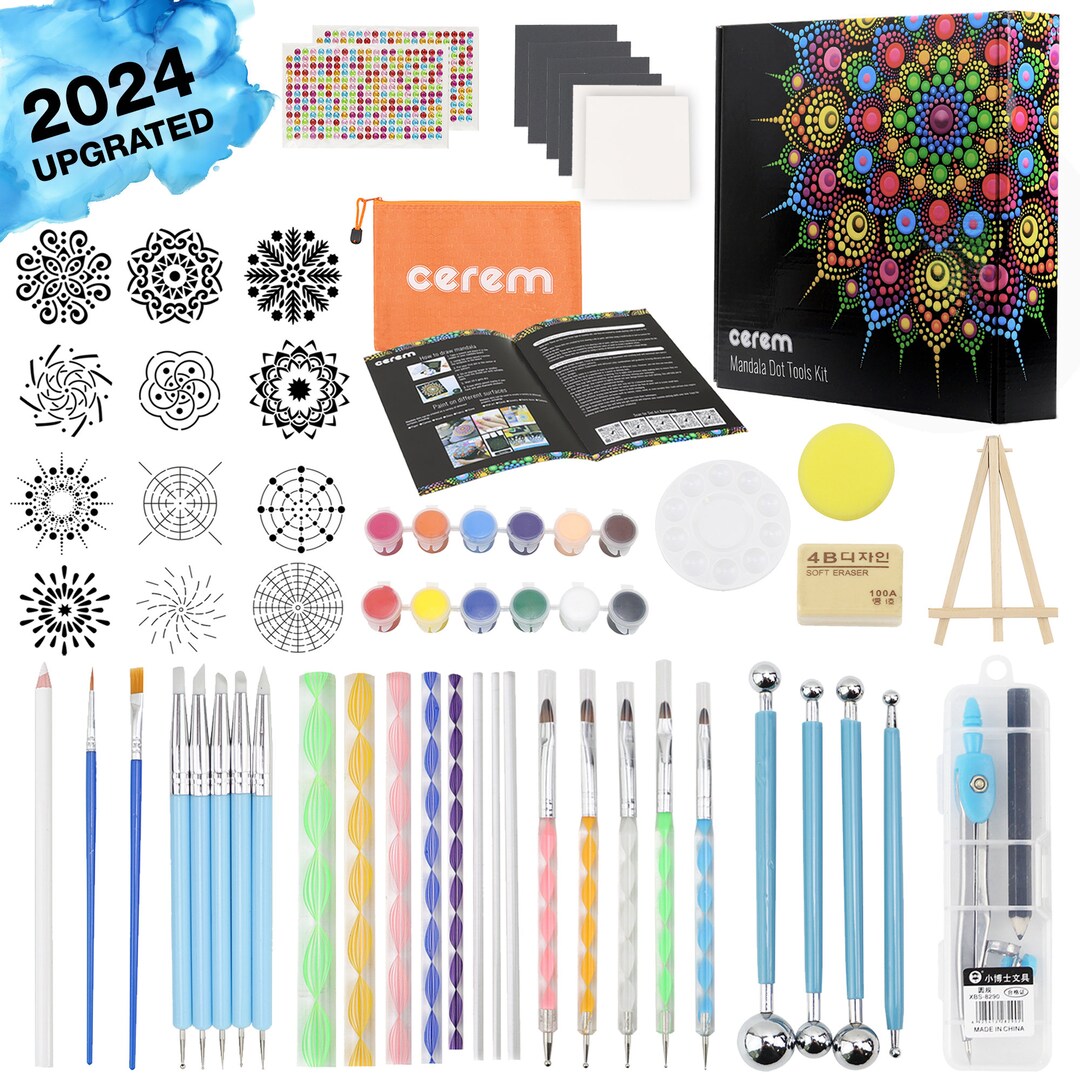 Mandala Dotting Tools Kit With Acrylic Paints & Stencils Dot Art ...