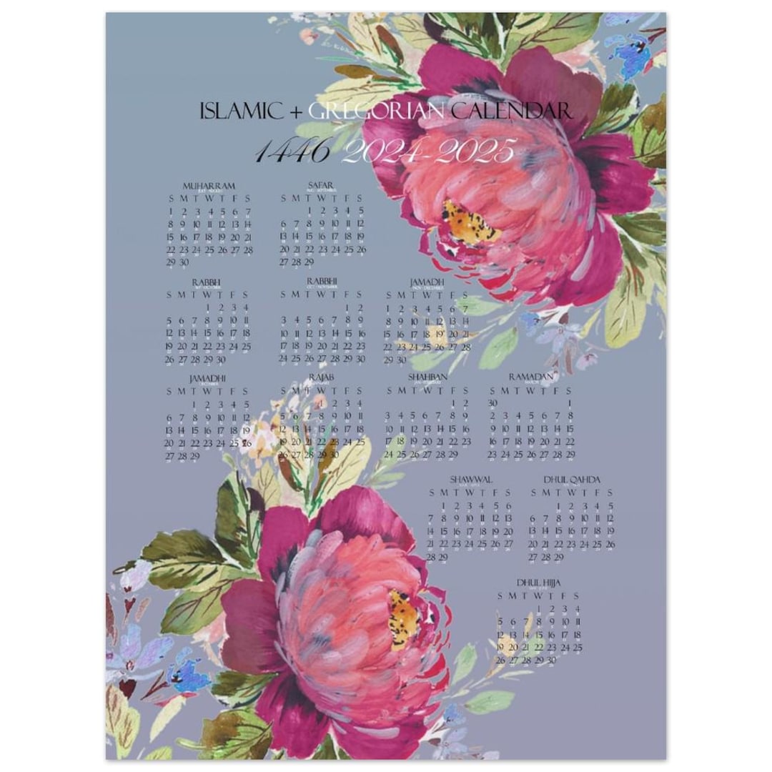 Islamic Gregorian Calendar 1446/2024-2025 - Etsy UK