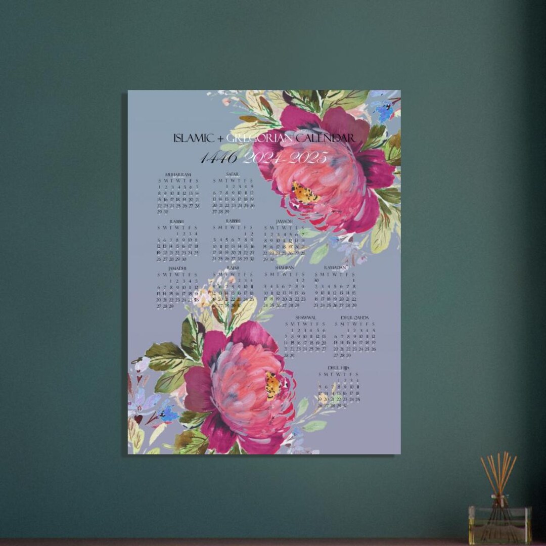 2024-2025 Islamic Gregorian Calendar Featuring Beautiful Florals Year ...