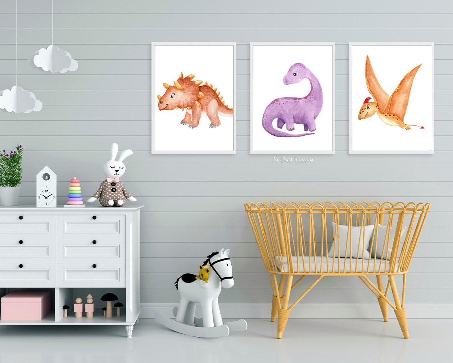 Set of 6 Dinosaur PRINTABLE Dinosaur Watercolor Dinosaur - Etsy