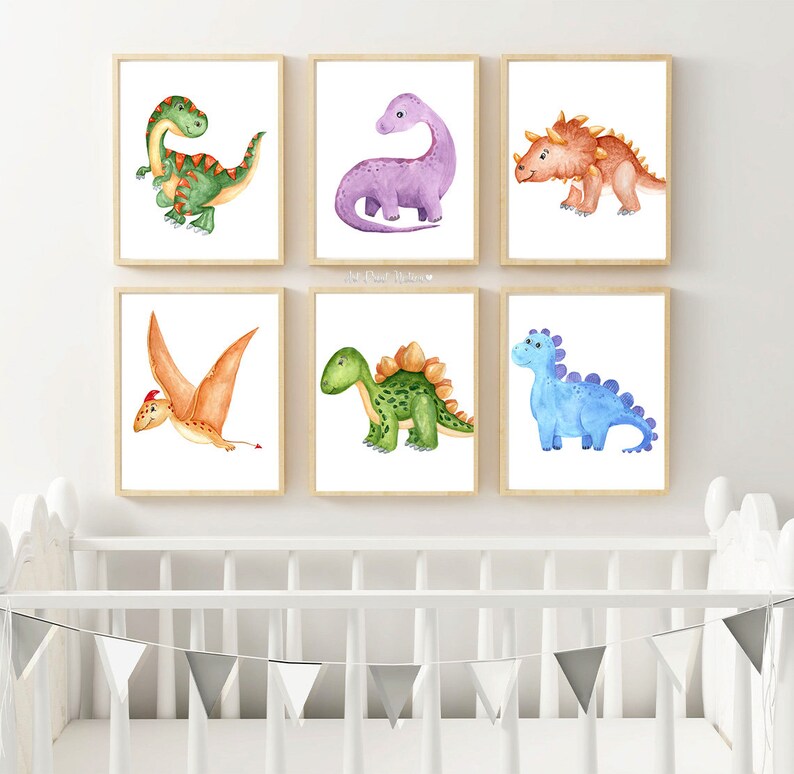 Set of 6 Dinosaur PRINTABLE Dinosaur Watercolor Dinosaur - Etsy