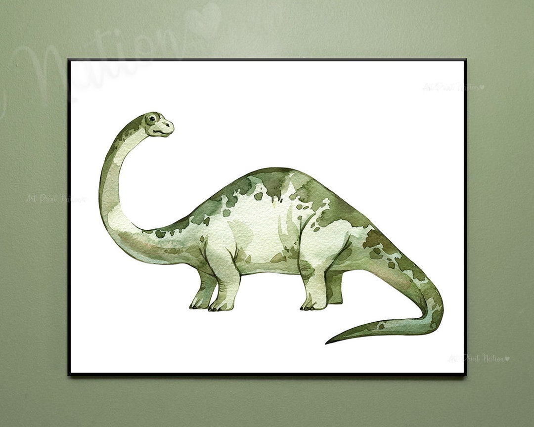Brontosaurus, Vintage Dinosaur Prints, Dinosaur Art Prints, Dinosaur ...