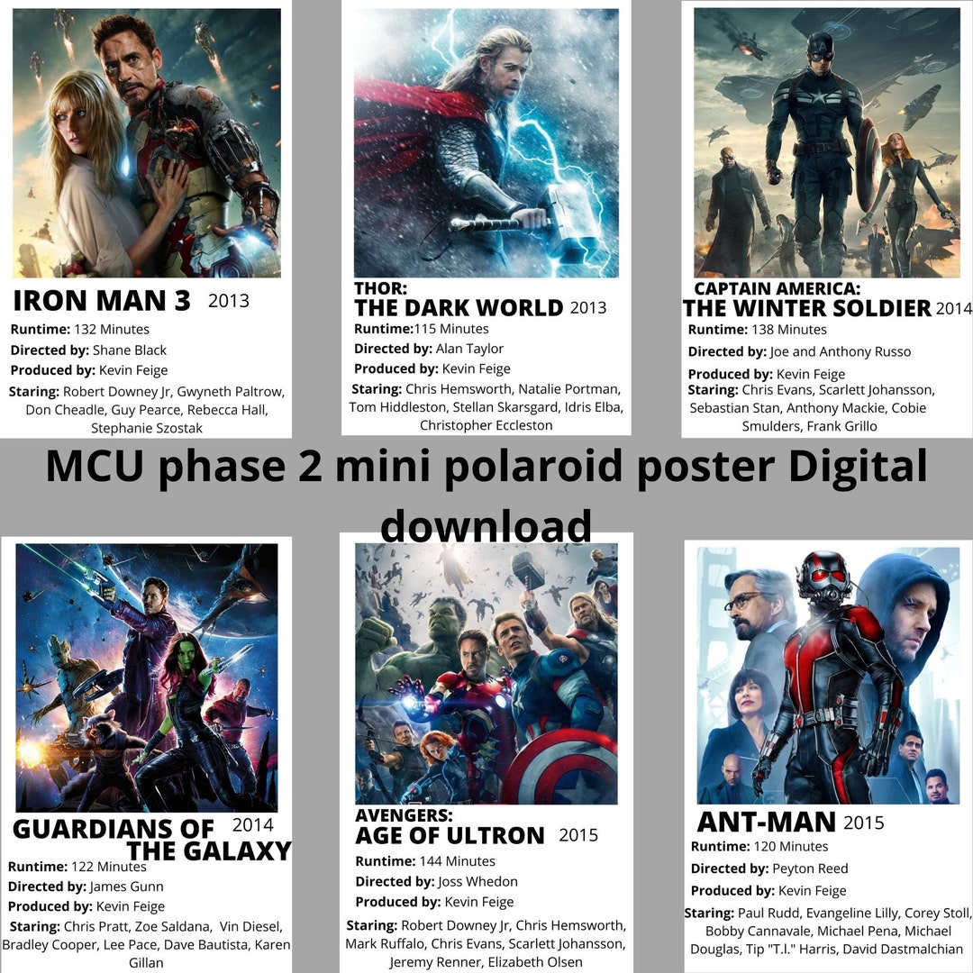 Marvel Poster Prints Phase 2 | DIGITAL DOWNLOAD | Small Wall Collage ...
