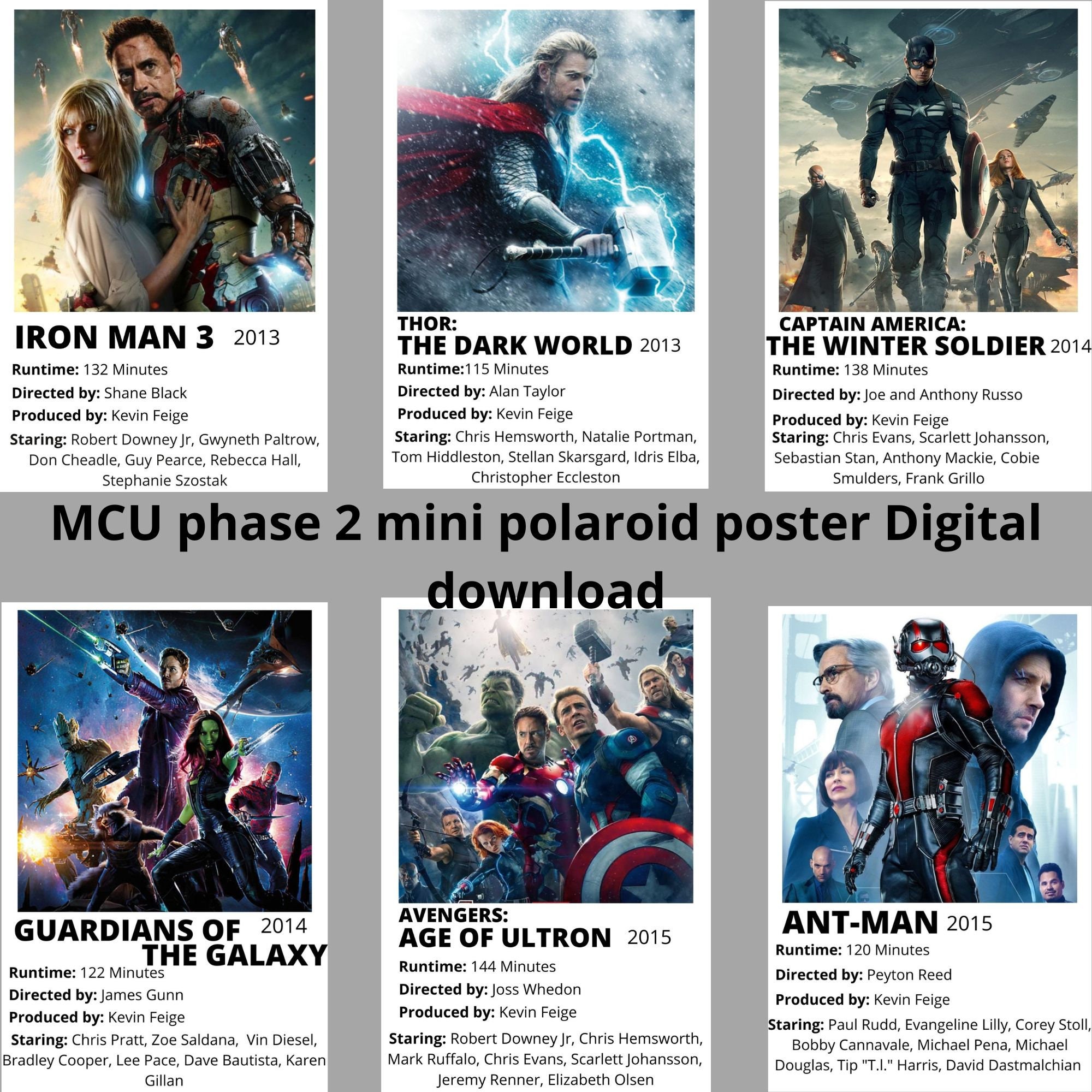 Marvel Poster Prints Phase 2 | DIGITAL DOWNLOAD | Small Wall Collage ...