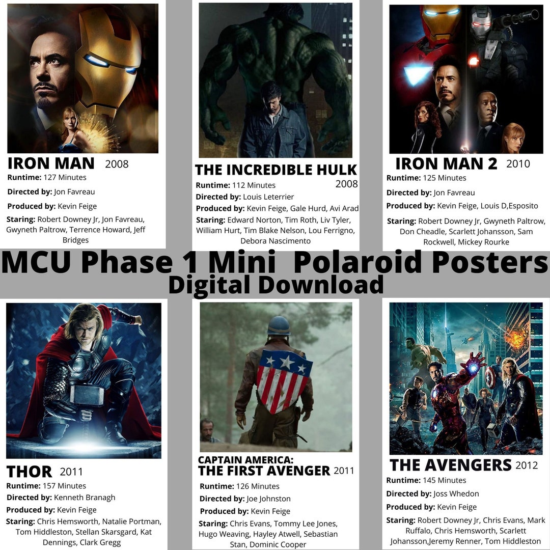 Marvel Poster Prints Phase 1 | DIGITAL DOWNLOAD | Small Wall Collage ...