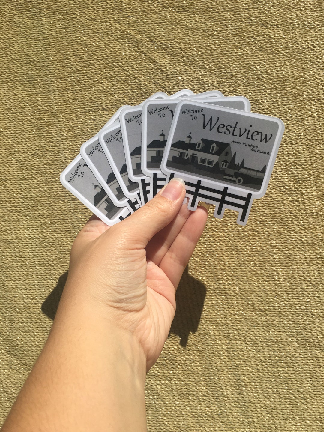 Black and White 50's Westview Sign Sticker - Etsy