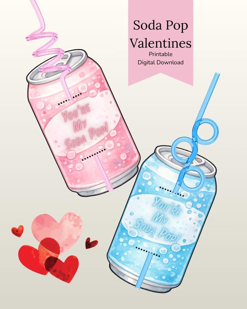 Soda Pop Valentine Printable K-pop Inspired Valentine Cards Cute ...