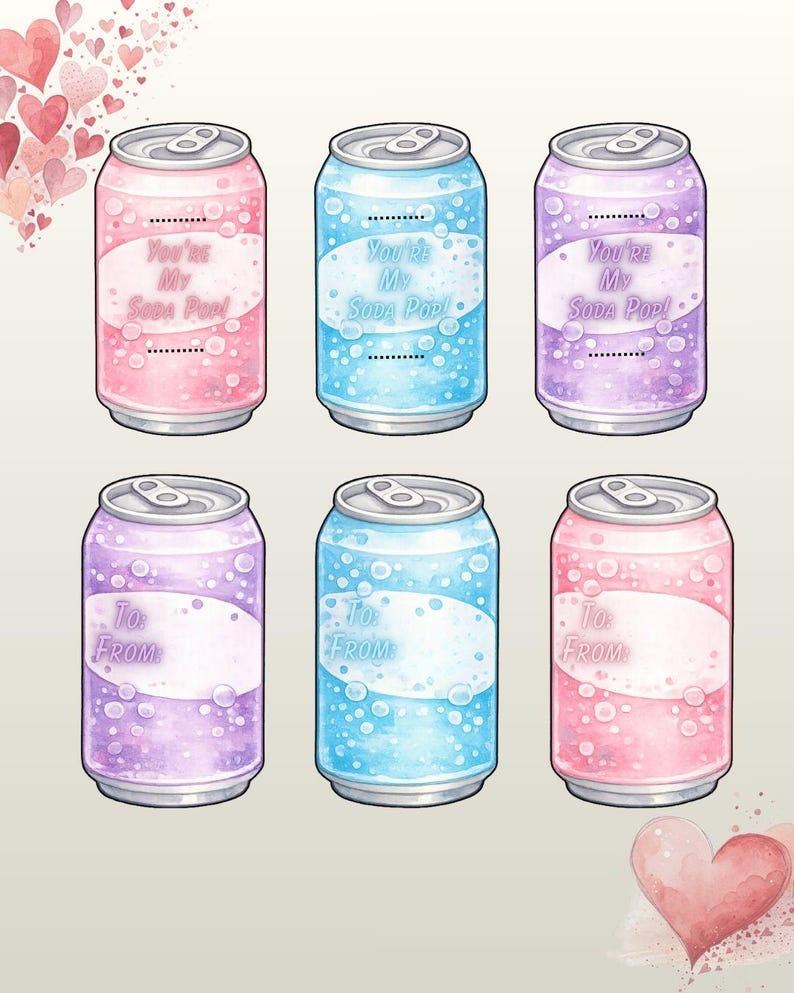 Soda Pop Valentine Printable K-pop Inspired Valentine Cards Cute ...