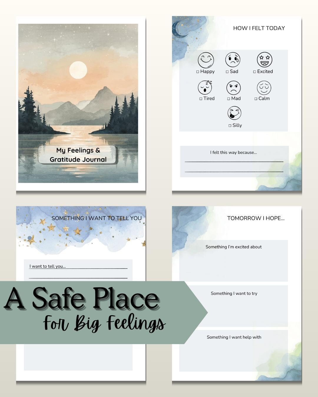 Kids End of Day Feelings Journal Printable Emotional Reflection ...
