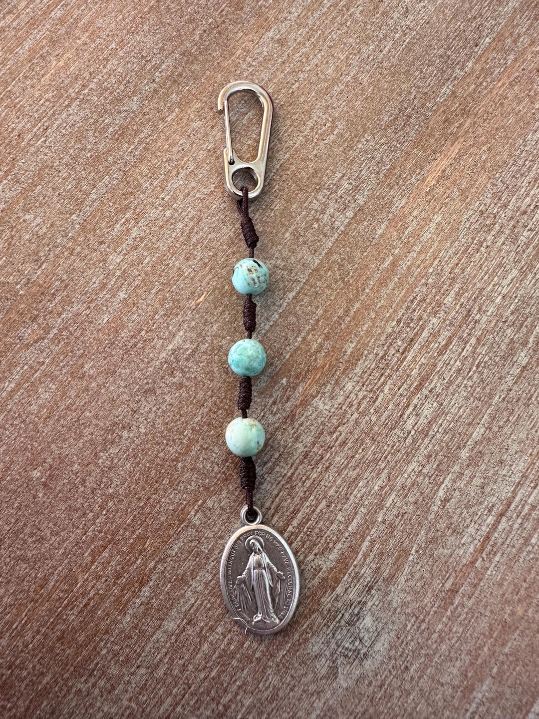 3 Hail Mary Novena Keychain With Peruvian Turquoise Beads, Miraculous ...