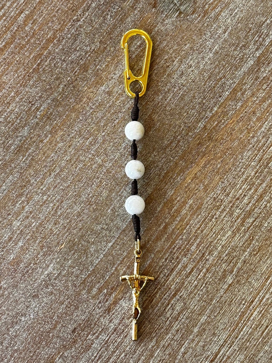 Howlite Stone 3 Hail Mary Novena Keychain: Papal Crucifix - Etsy
