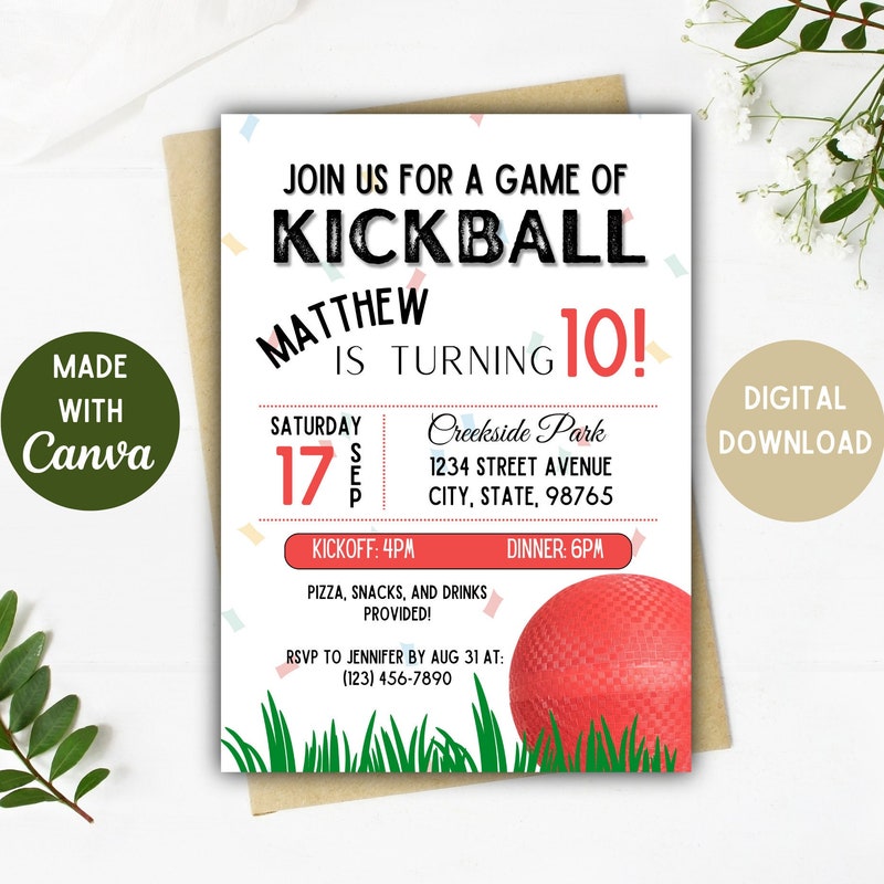 Kickball Game Invitations - Etsy