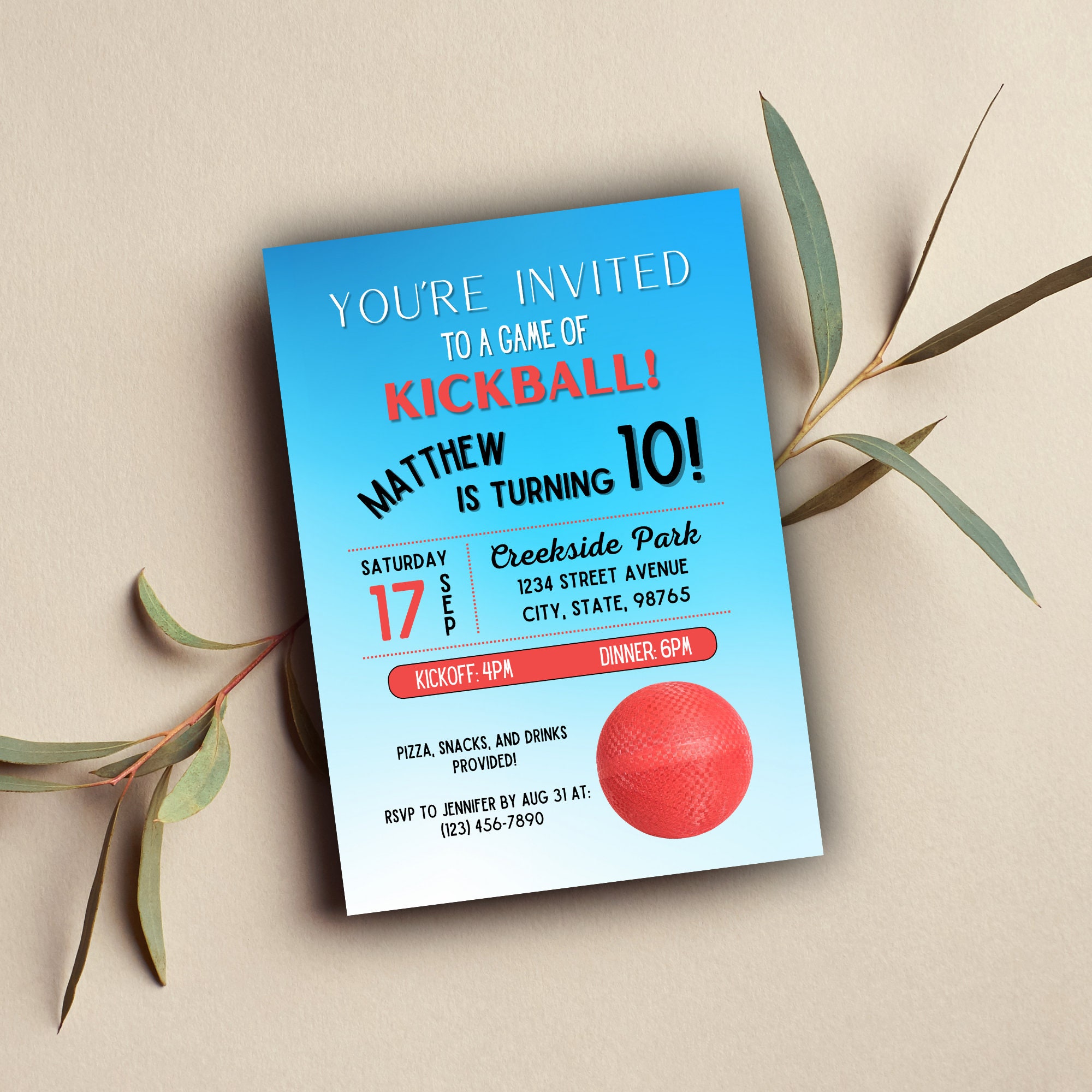 Kickball Party Invitation | Kickball Party | Kickball | Digital ...