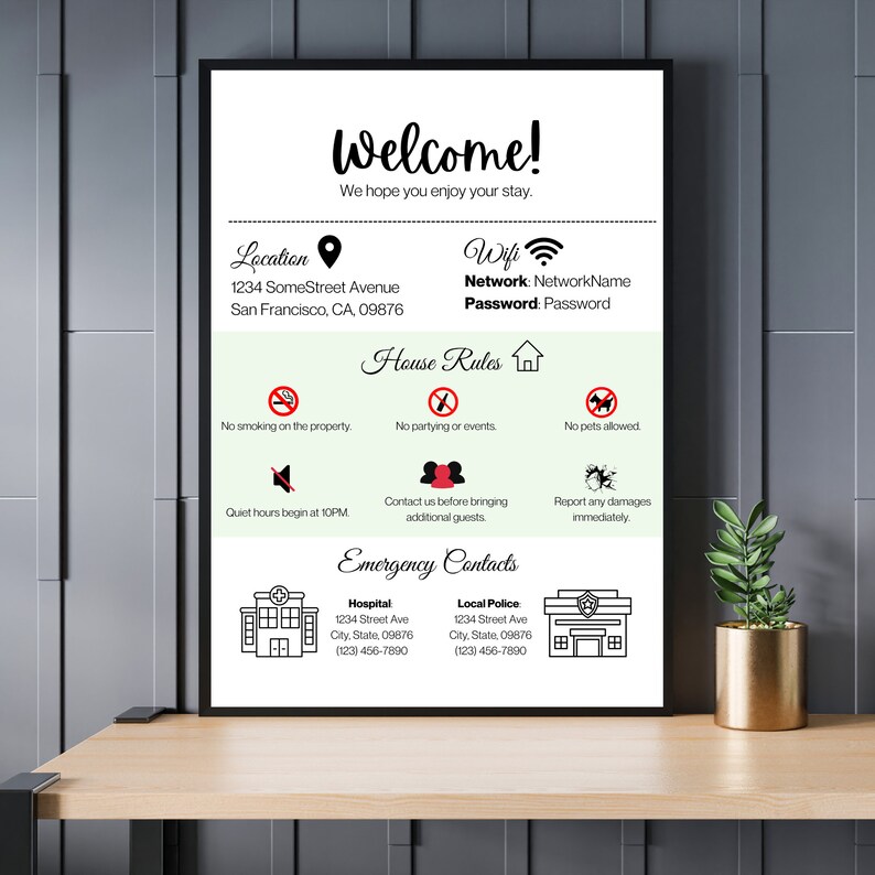 2 Page Airbnb Welcome, Welcome Sign, Airbnb, 2 Page Airbnb Welcome Sign ...