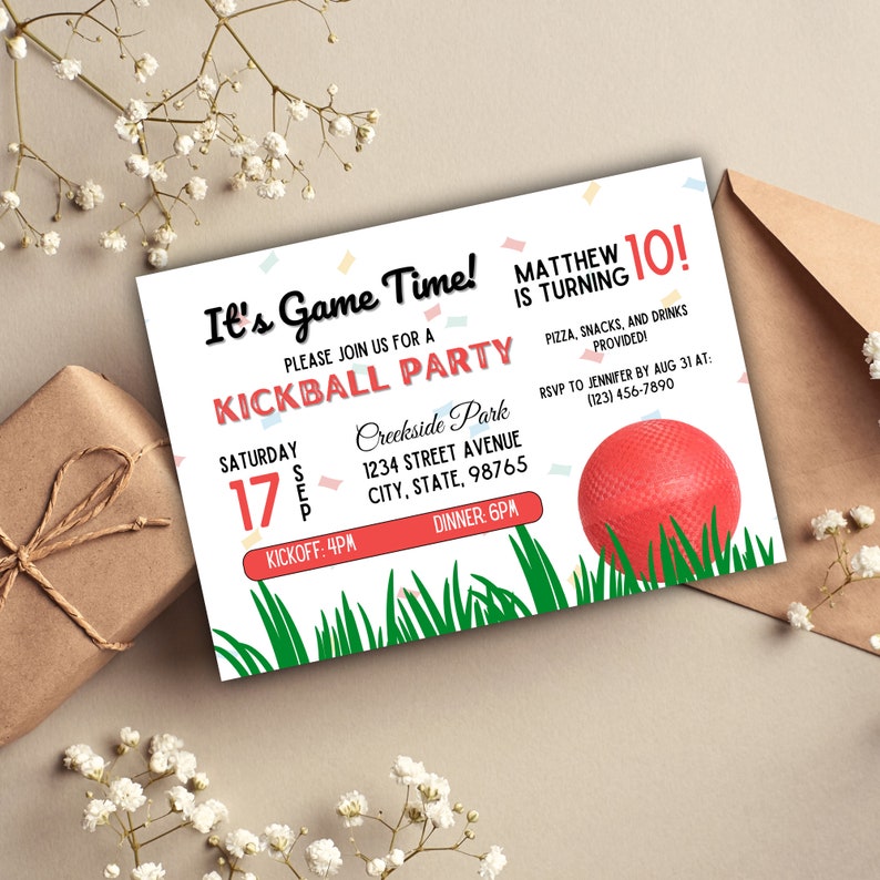 Kickball Party Invitation | Kickball Party | Kickball | Digital ...