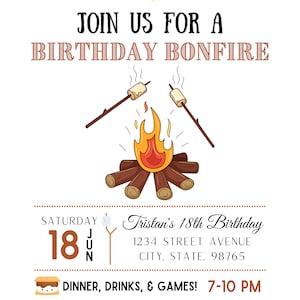 Bonfire Invitation | DIGITAL TEMPLATE | Bonfire Night | Booze and ...