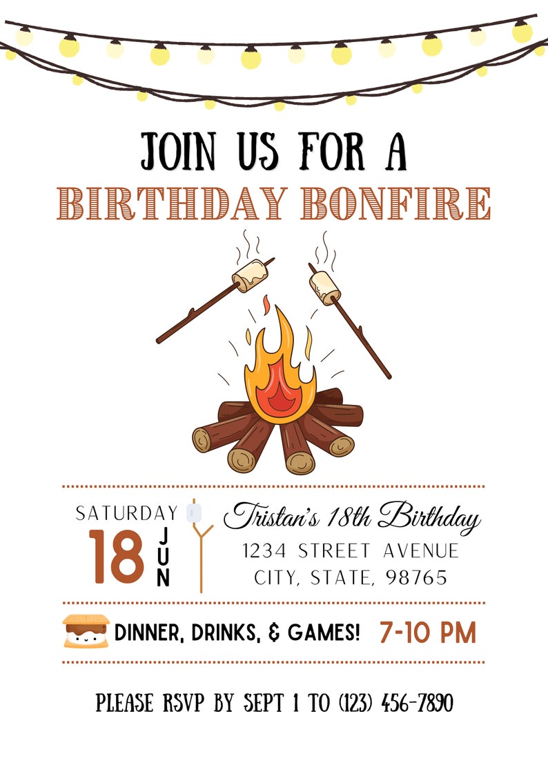 Bonfire Invitation | DIGITAL TEMPLATE | Bonfire Night | Booze and ...