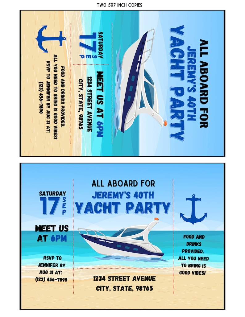 Yacht Birthday Party Invitation TEMPLATE Yacht Party Invitation Yacht ...