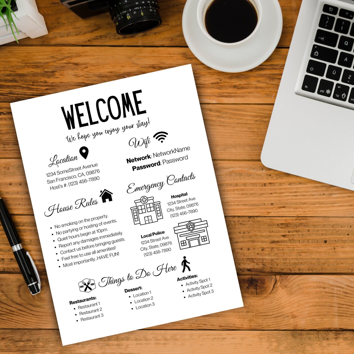 2 Page Airbnb Welcome, 8.5x11in Welcome Sign, 2 Page Airbnb Welcome ...