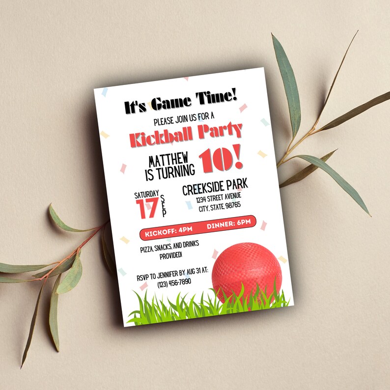 Kickball Party Invitation | Kickball Birthday Invitation | Kickball ...