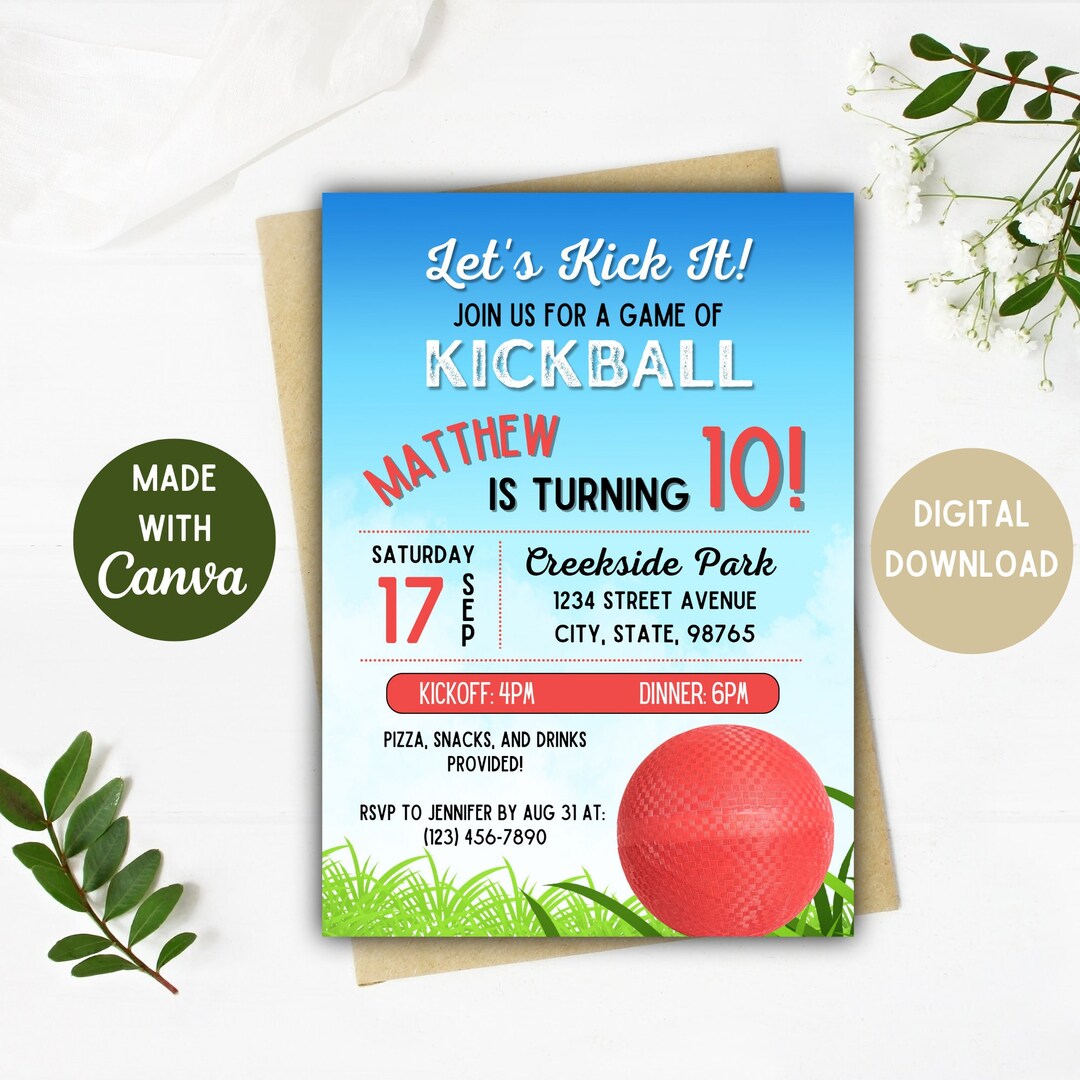 Kickball Party Invitation | Kickball Party | Kickball | Digital ...