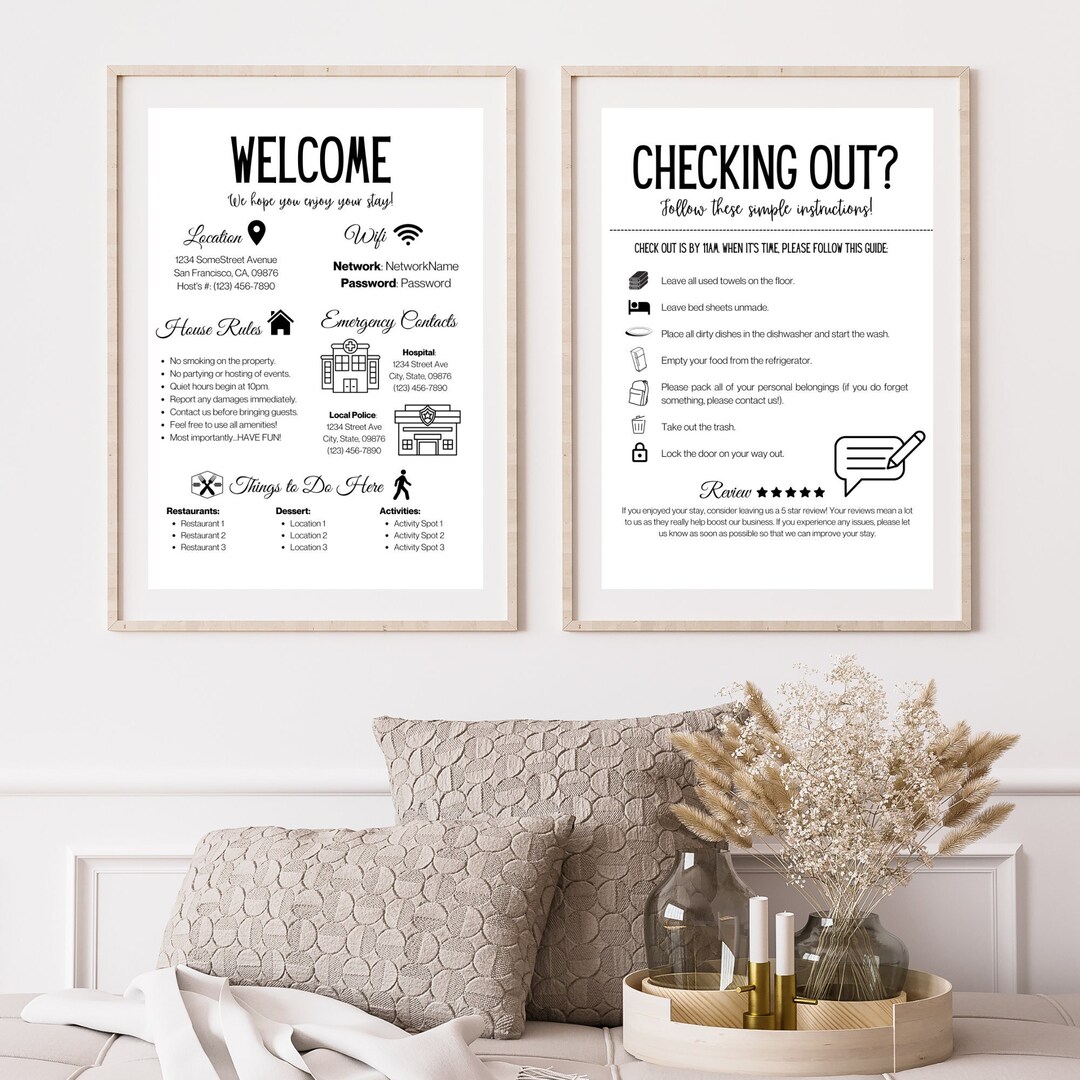 2 Page Airbnb Welcome, 8.5x11in Welcome Sign, 2 Page Airbnb Welcome ...