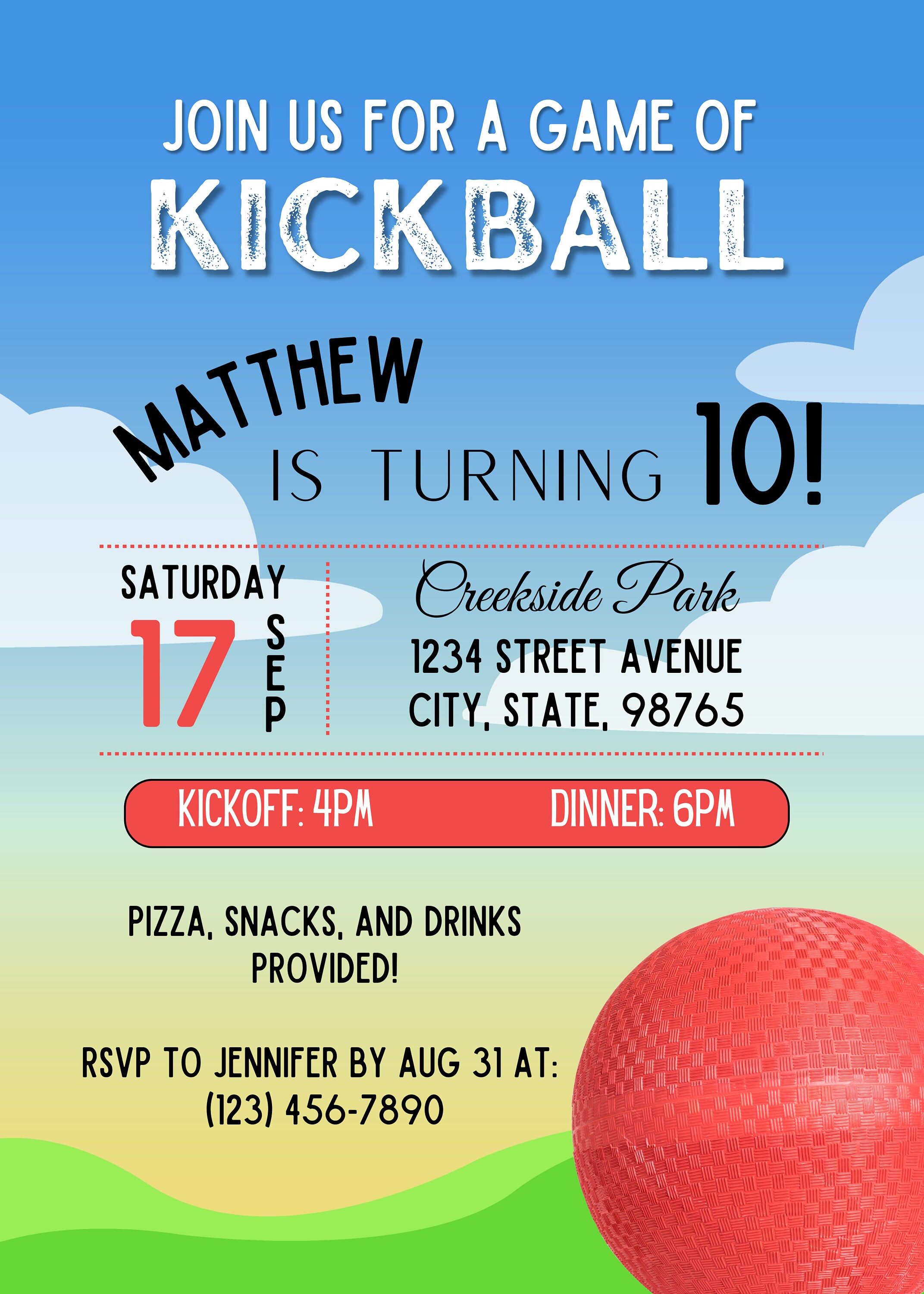 Kickball Party Invitation Kickball Party Kickball - Etsy
