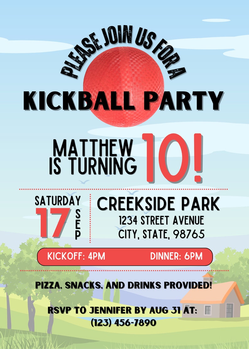Kickball Party Invitation | Kickball Party | Kickball | Digital ...