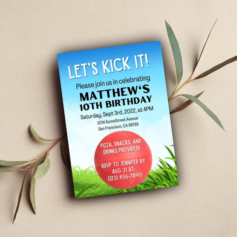 Kickball Party Invitation Kickball Party Kickball Digital Download 5x7 ...