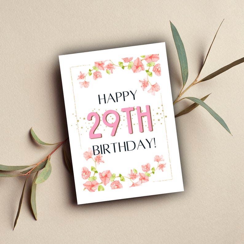 29th Birthday Card 29th Birthday DIGITAL DOWNLOAD 29th - Etsy