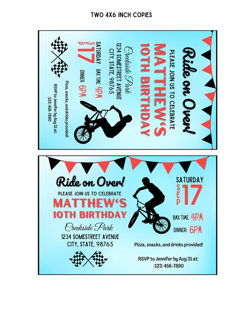 BMX Birthday Invite | BMX Invitation | Digital Download | Canva | Bmx ...