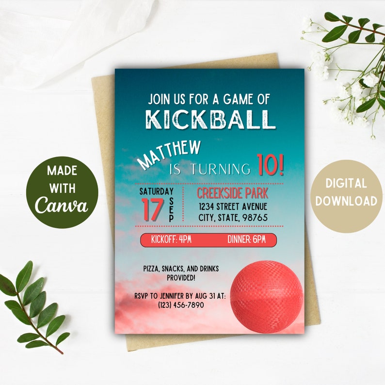 Kickball Party Invitation | Kickball Party | Kickball Invitation ...