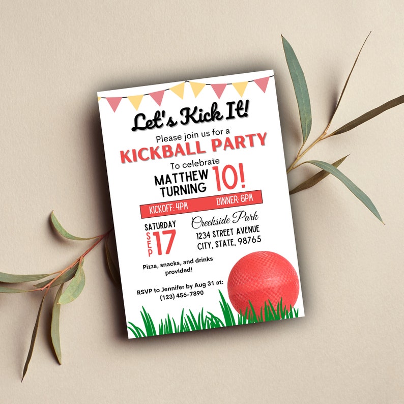 Kickball Party Invitation | Kickball Party | Kickball | Digital ...