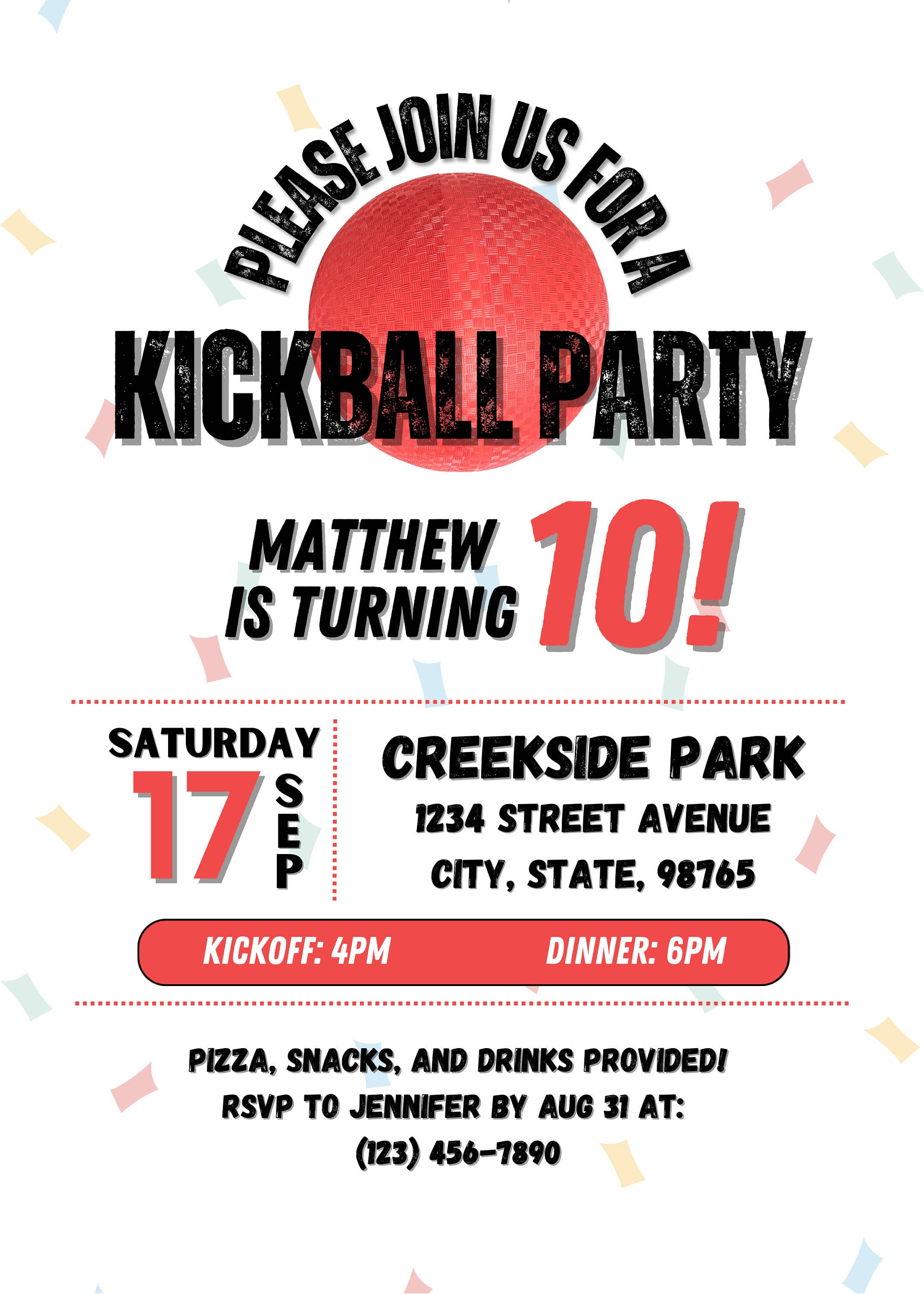 Kickball Party Invitation | Kickball Party | Kickball | Digital ...