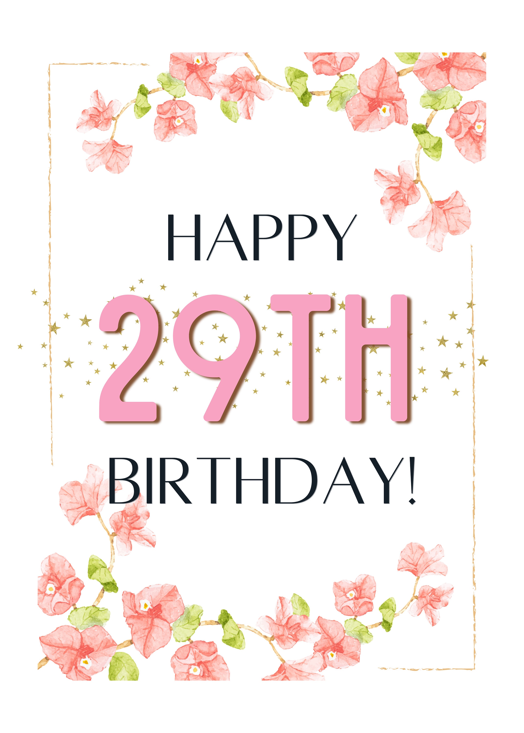 29th Birthday Card 29th Birthday DIGITAL DOWNLOAD 29th - Etsy