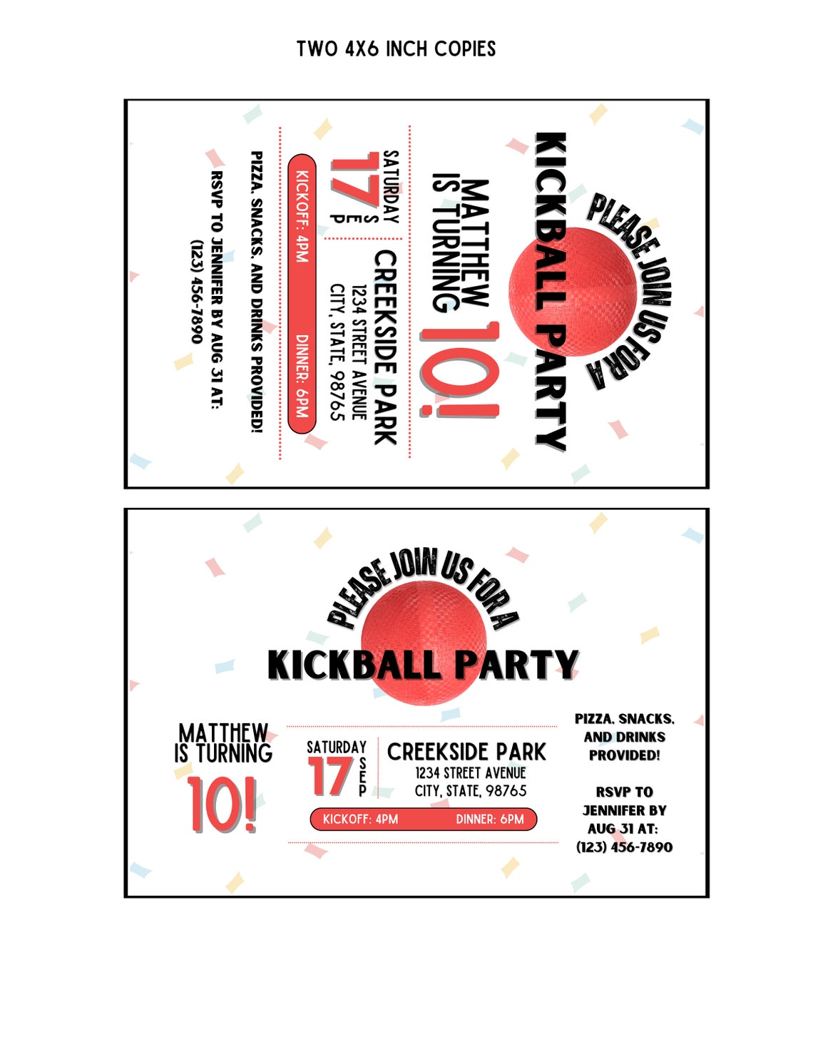 Kickball Party Invitation Kickball Party Kickball Digital Download 5x7 ...