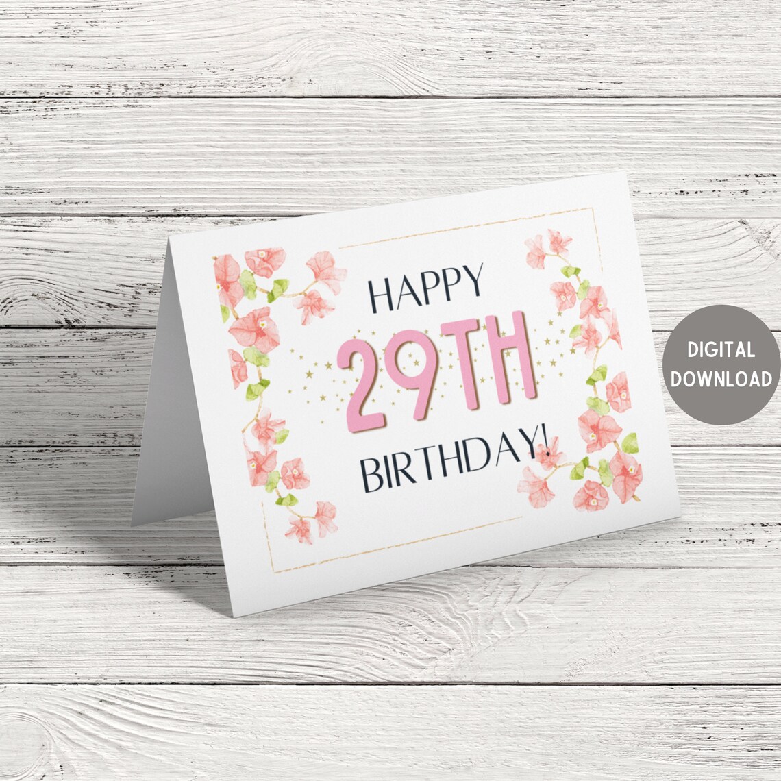 29th Birthday Card 29th Birthday DIGITAL DOWNLOAD 29th - Etsy