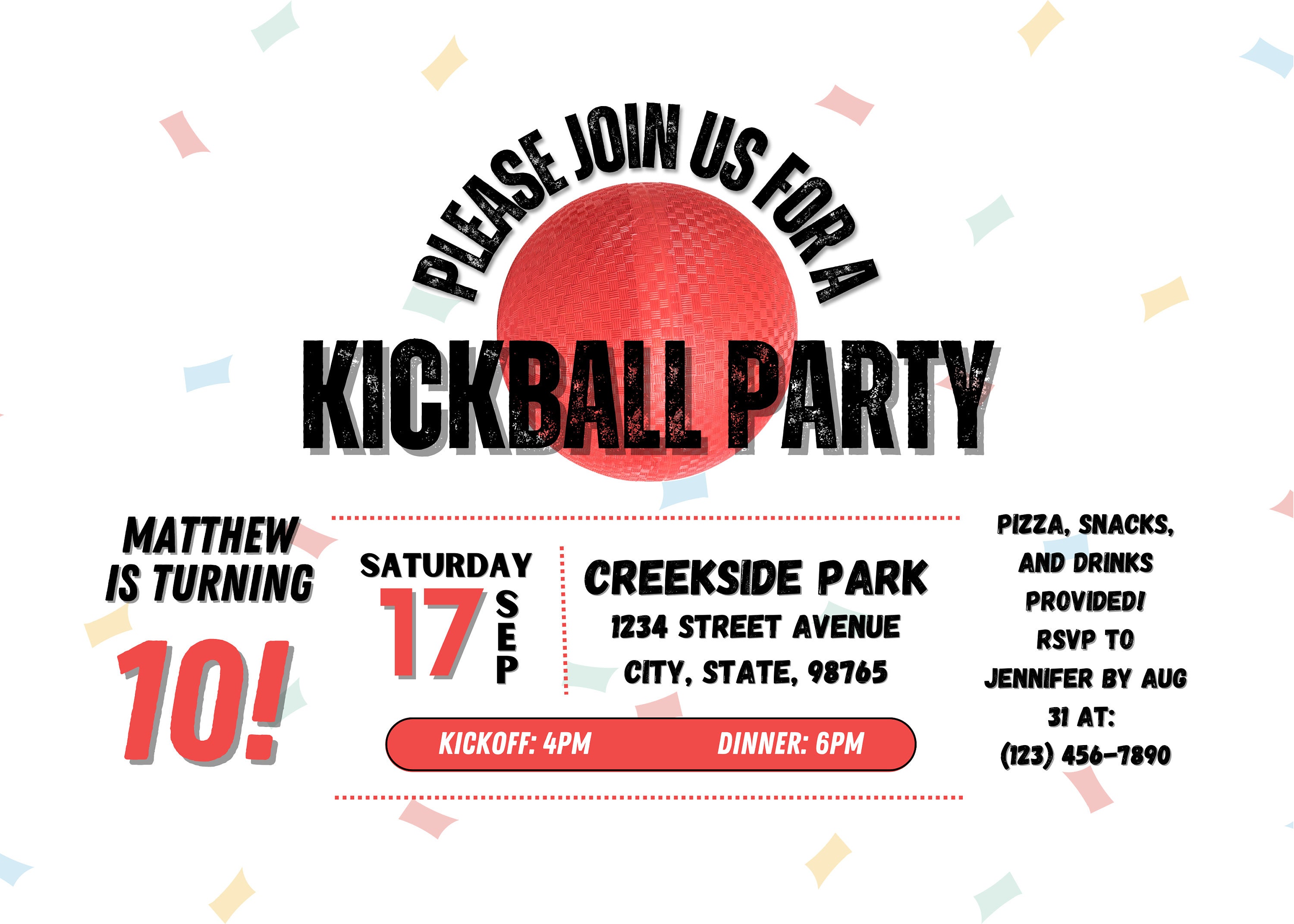 Kickball Party Invitation | Kickball Party | Kickball | Digital ...