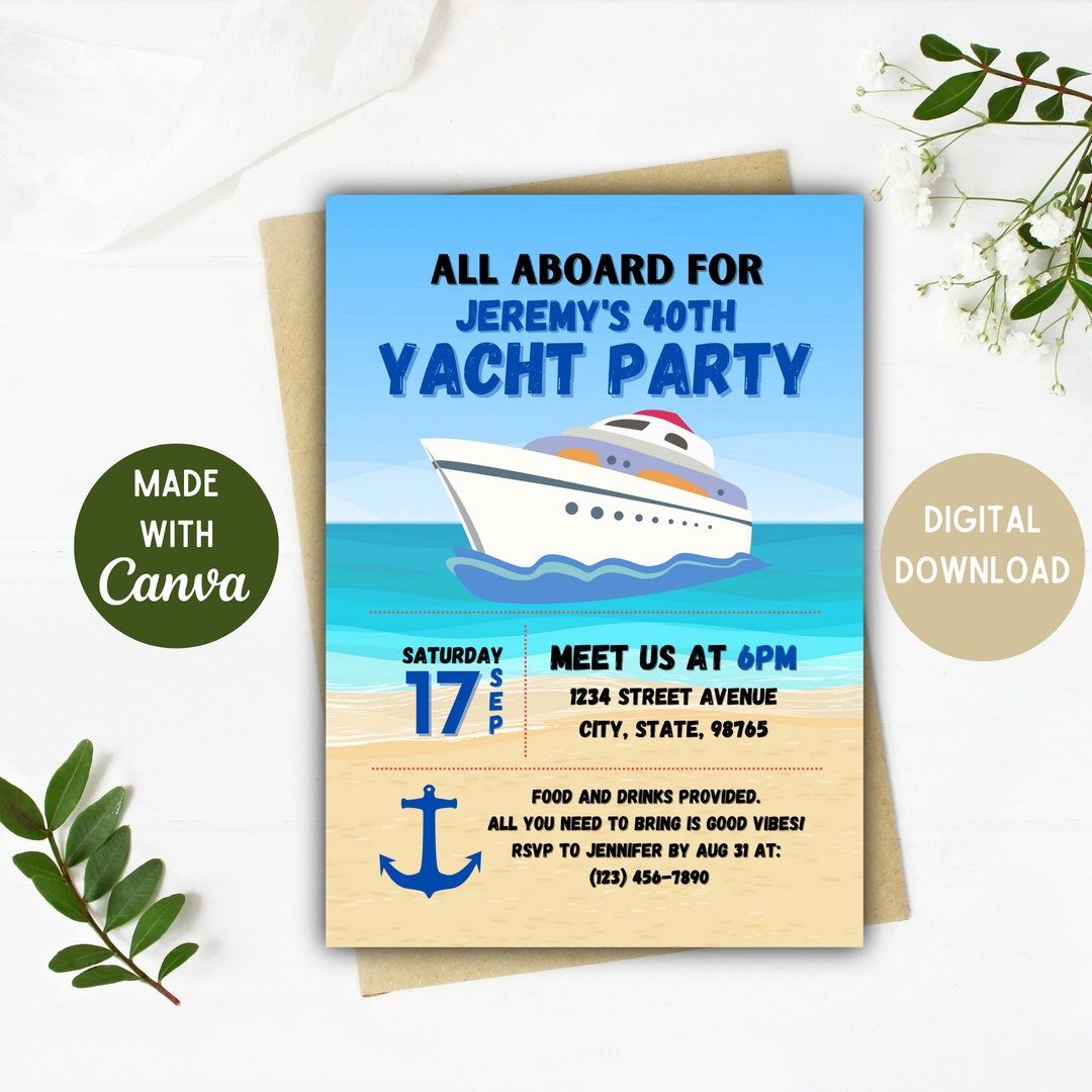 Yacht Birthday Party Invitation TEMPLATE | Yacht Party Invitation ...