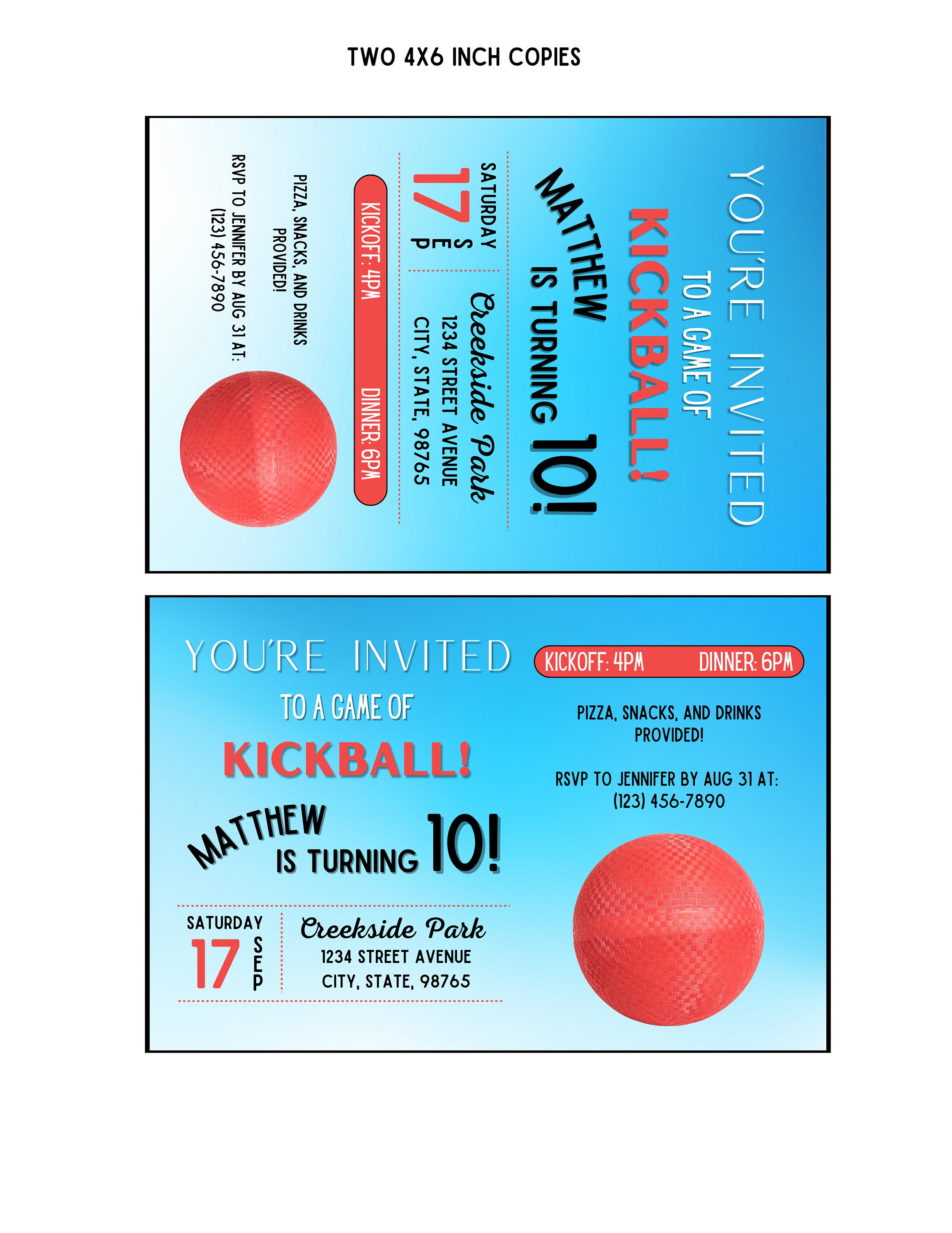 Kickball Party Invitation Kickball Party Kickball Digital Download 5x7 ...