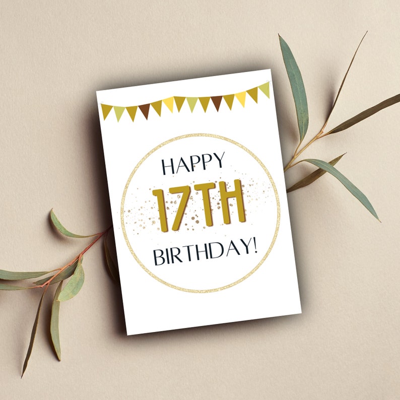 17th Birthday Card 17th Birthday DIGITAL DOWNLOAD 17th Birthday Card ...