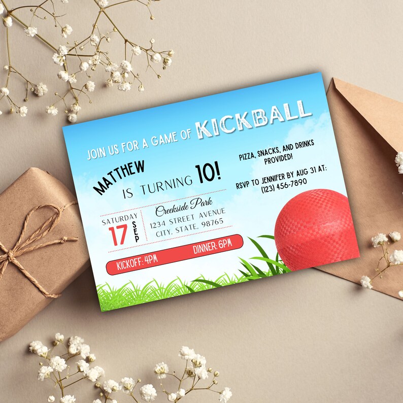 Kickball Party Invitation | Kickball Party | Kickball | Digital ...