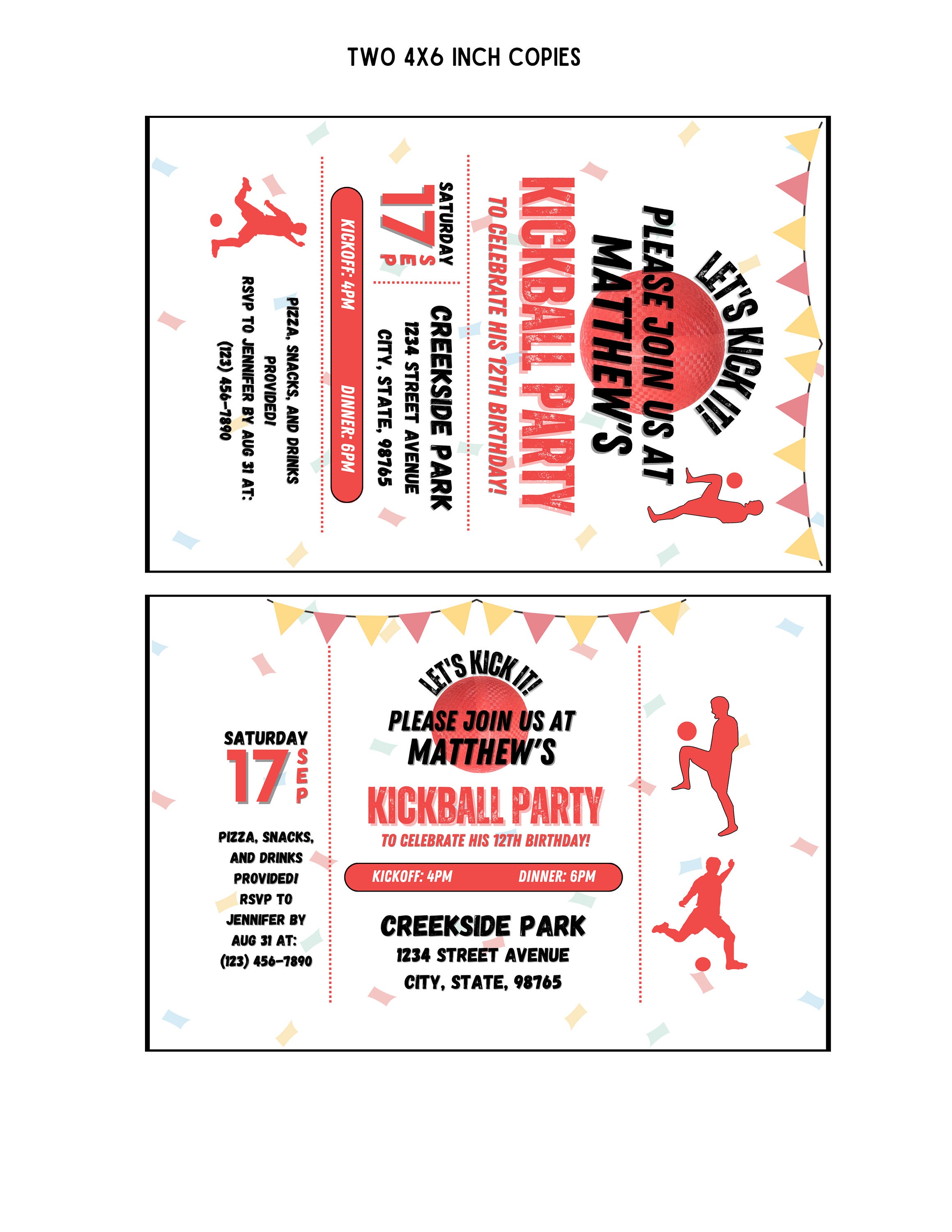 Kickball Party Invitation Kickball Party Kickball Digital Download 5x7 ...